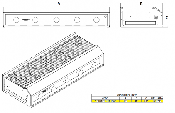 Jetmaster 1000 Entertainer (Cut for Gas) with 5 Burner Shallow Gas ...