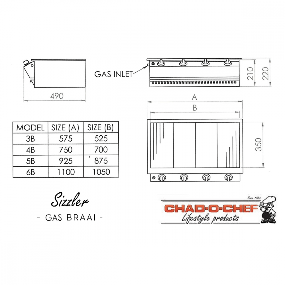 Chad-O-Chef Sizzler - 4 burner Gas Braai - Braai Culture