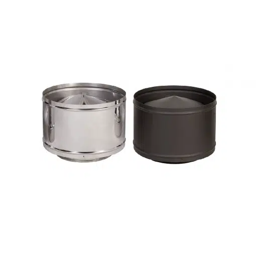 Homefires HIGH WIND FIXED COWL S/S - double wall 125(int.dia) black or ...