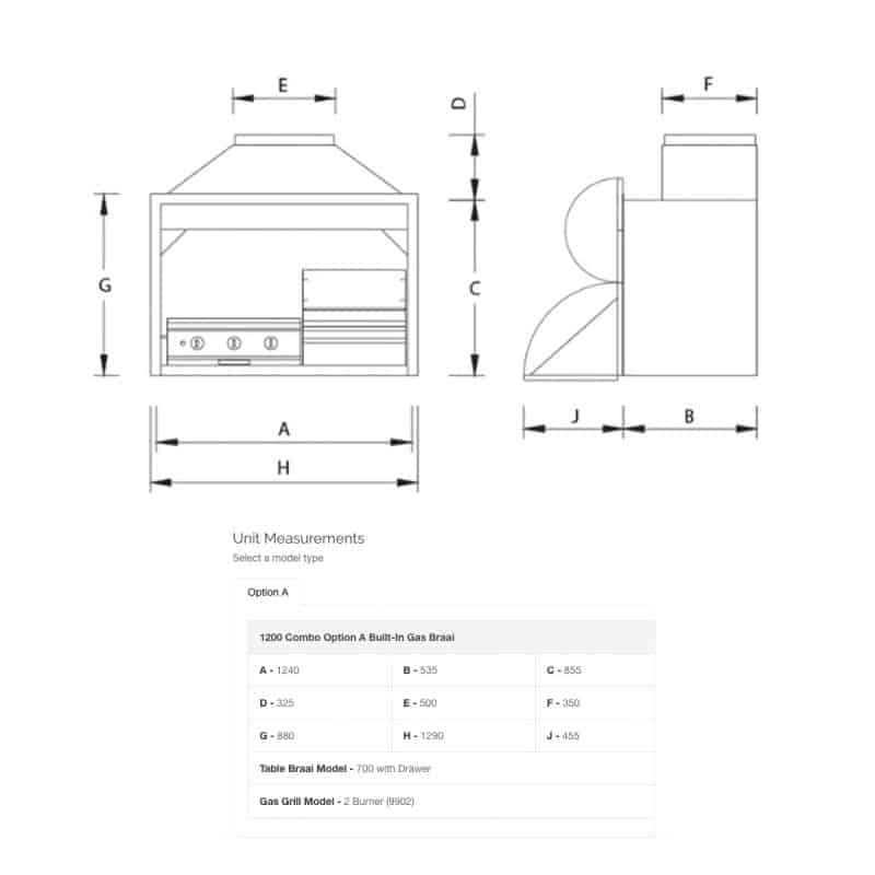 Homefires 1200 Combo Built-in Braai (With 2 burner insert) - Braai Culture